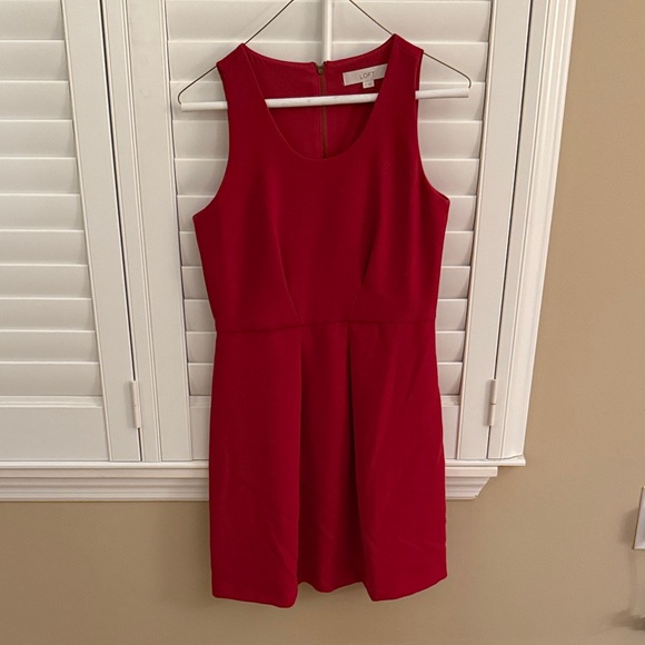 LOFT | Dresses | Loft Vibrant Red Mini Dress | Poshmark
